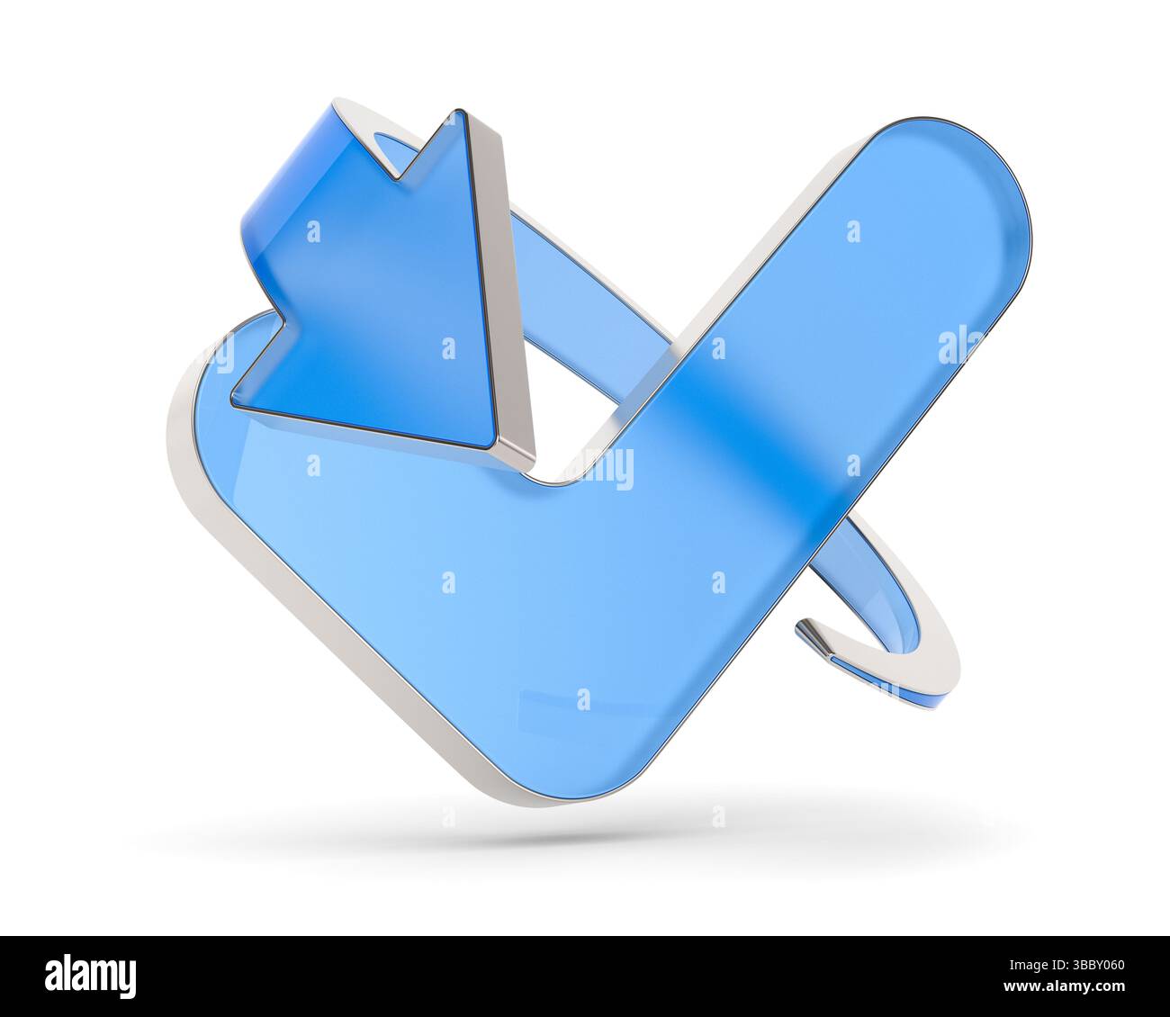 check mark sign and arrow on white background. Isolated 3D illustration ...