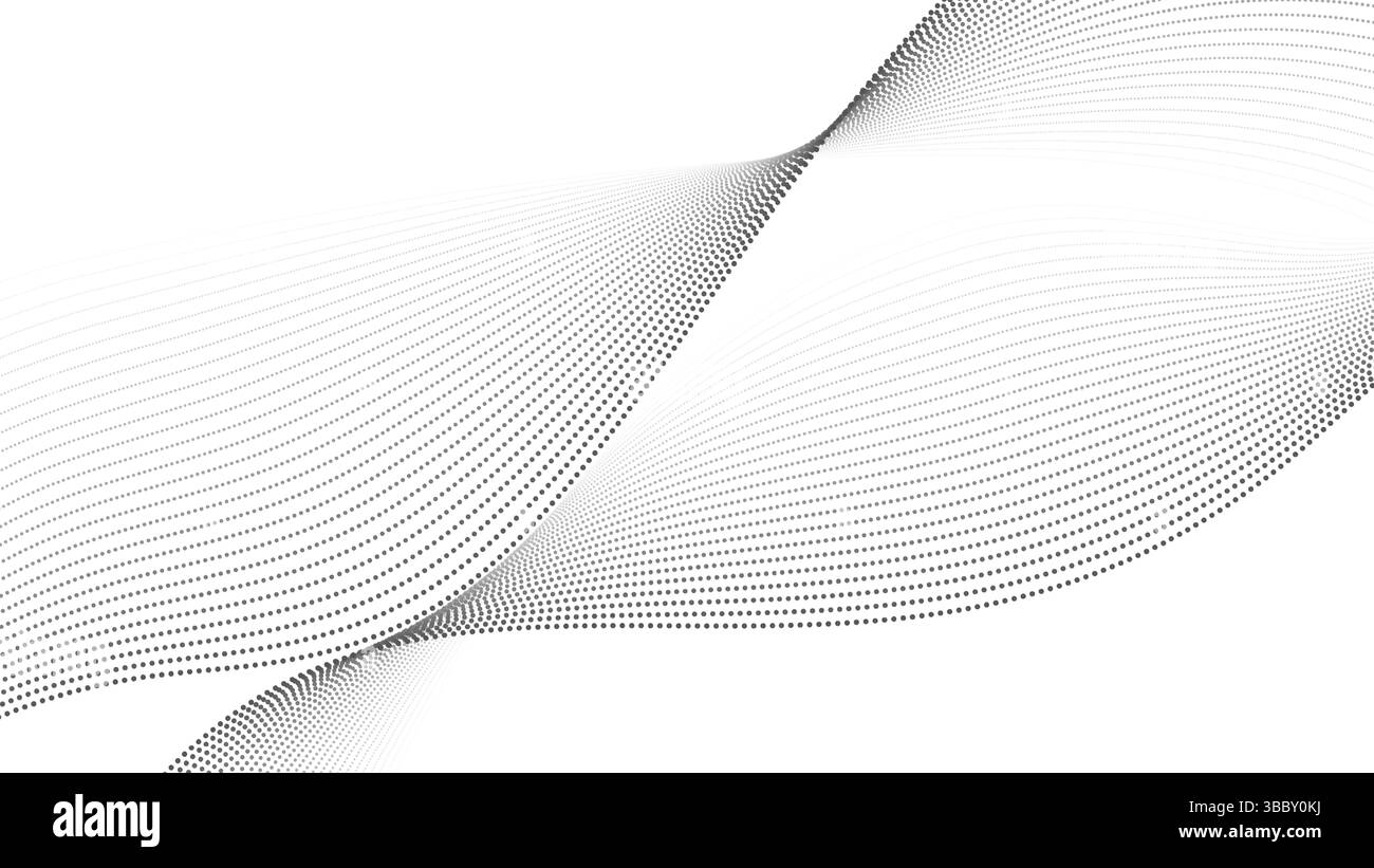 Dot wave background. Line curve pattern, black and white wavy dynamic ...