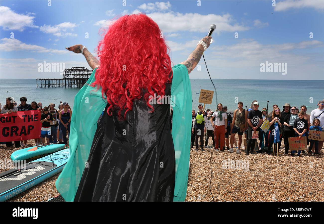 May 17, 2025, Brighton, England, UK: Drag artist RUFFLES addresses ...