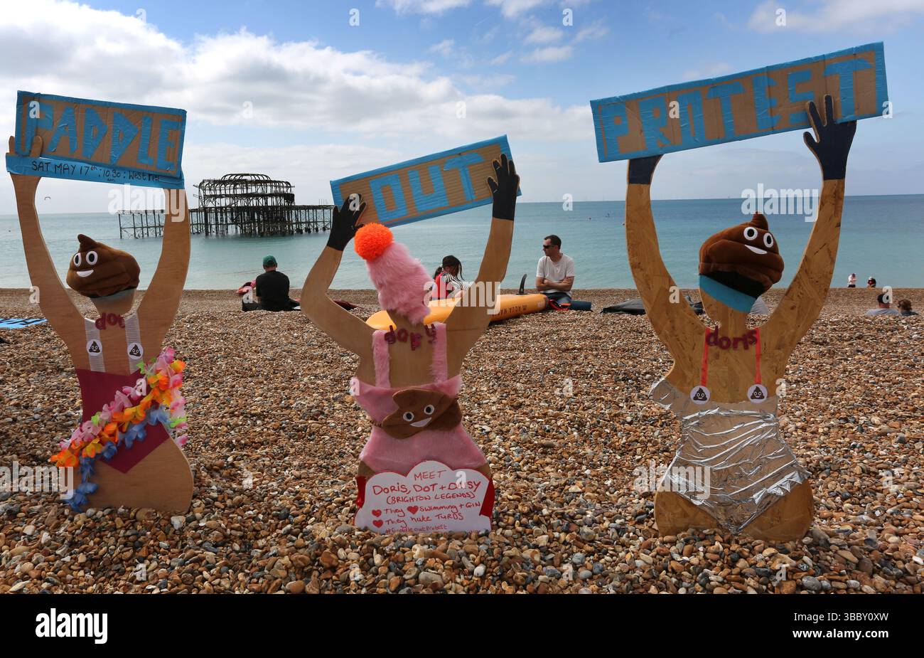 Brighton, England, UK. 17th May, 2025. Cardboard cutouts of bathers ...