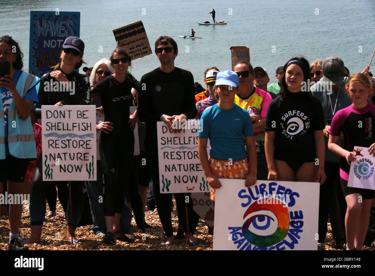 May 17, 2025, Brighton, England, UK: Protesters with signs assemble ...