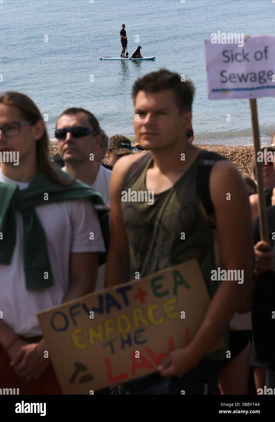 May 17, 2025, Brighton, England, UK: Protesters with signs assemble ...
