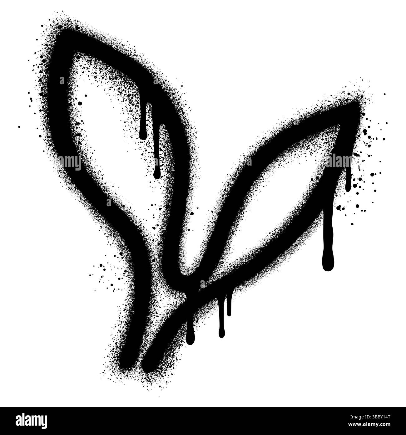 Leaf graffiti sprayed with black spray paint for environmental design ...