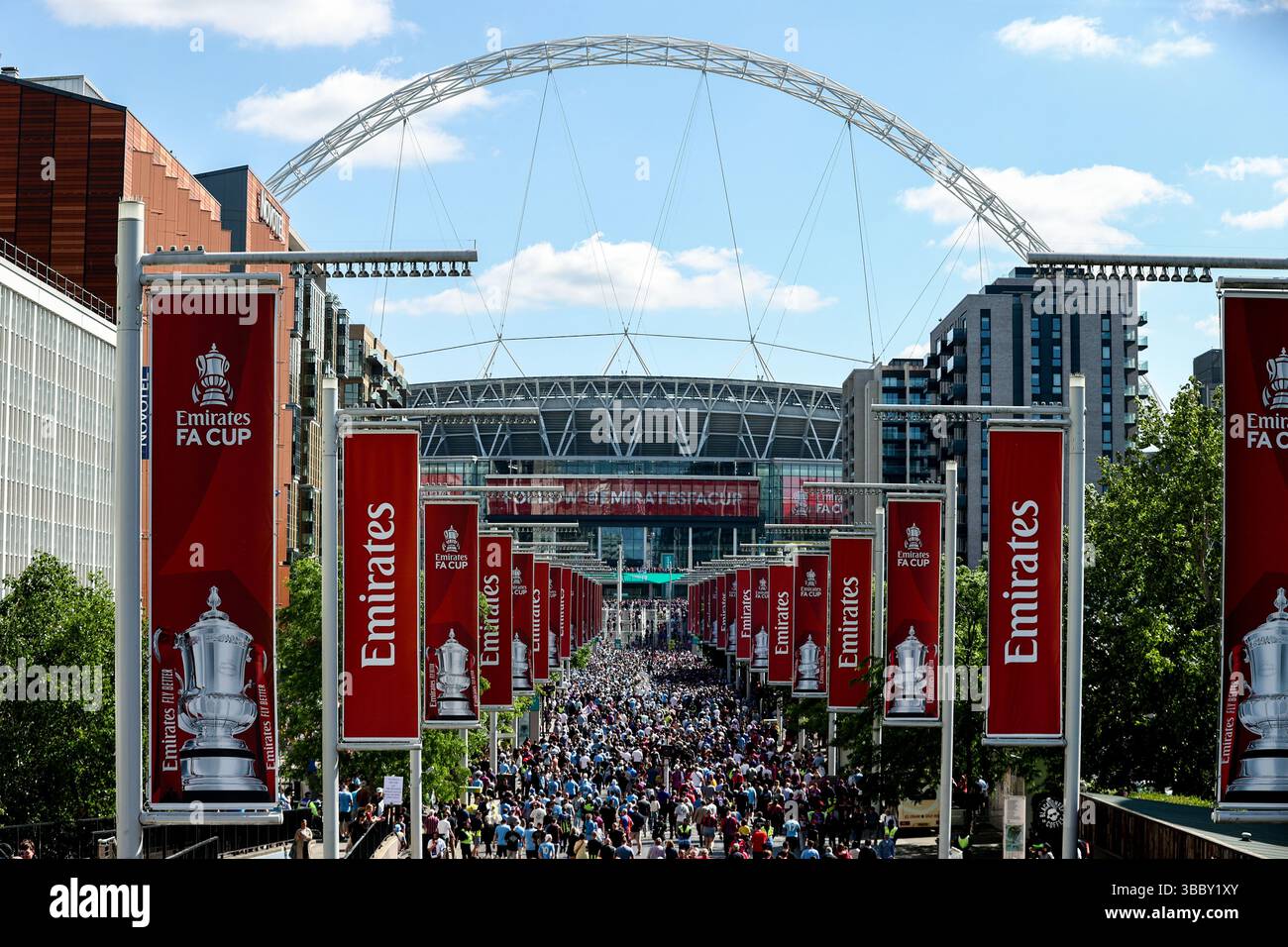 Fans arrive at Wembley Stadium prior to the Emirates FA Cup Final match ...