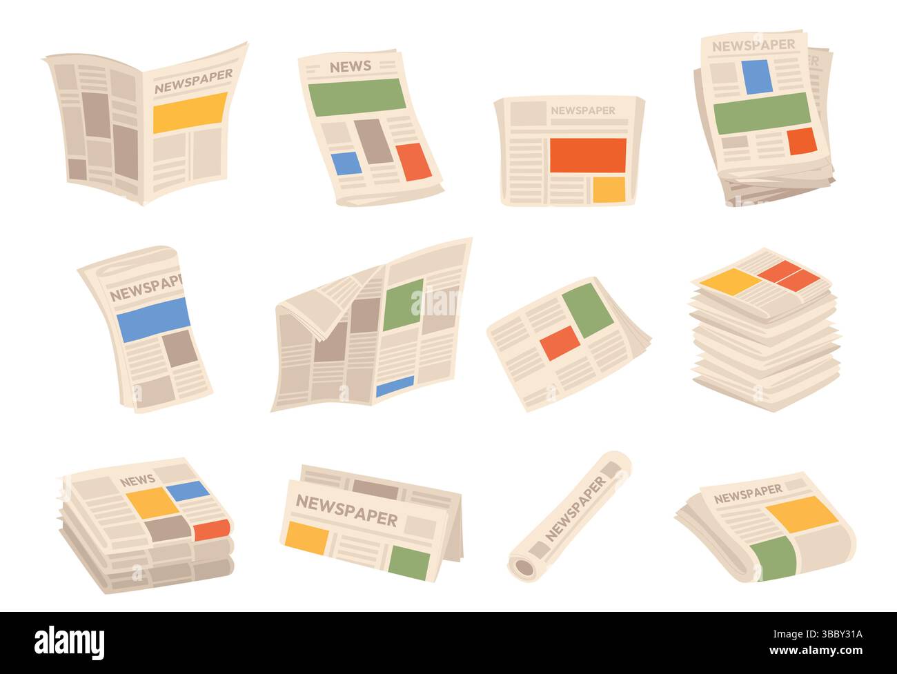 Cartoon newspaper. Daily journal press tabloid with headline front page ...