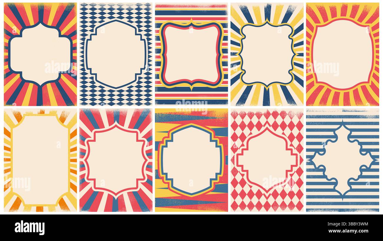 Circus vintage poster. Retro carnival frame with striped tent geometric ...