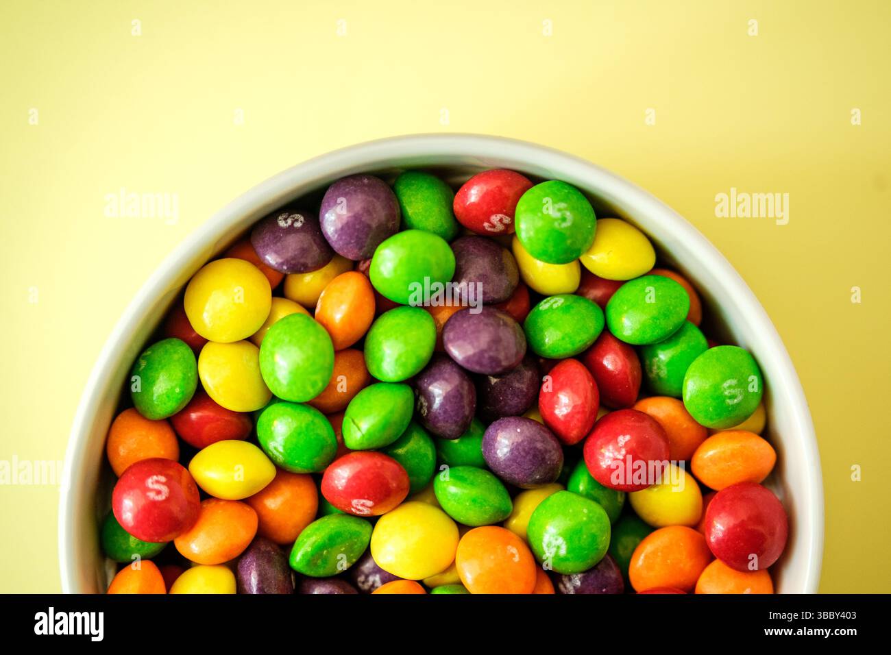 London UK, May 17 2025, Bowl of Fruit Flavoured Skittles Sweets Stock ...
