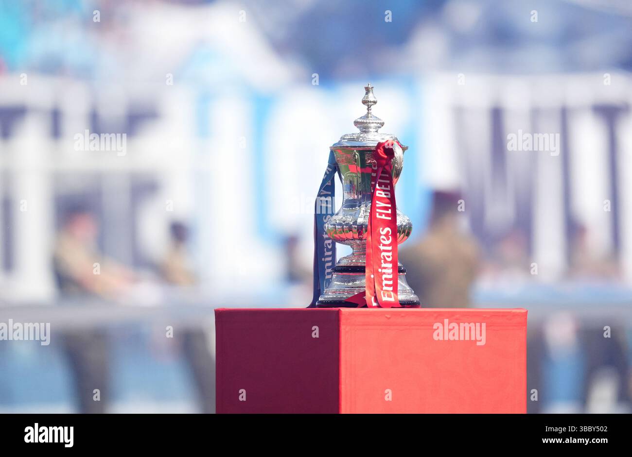 The FA Cup trophy pitch side ahead of the Emirates FA Cup final at ...