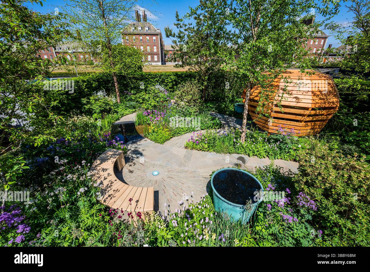 London, UK. 17th May, 2025. Final adjustments for Down's Syndrome Scotland Garden by Nick Burton ...