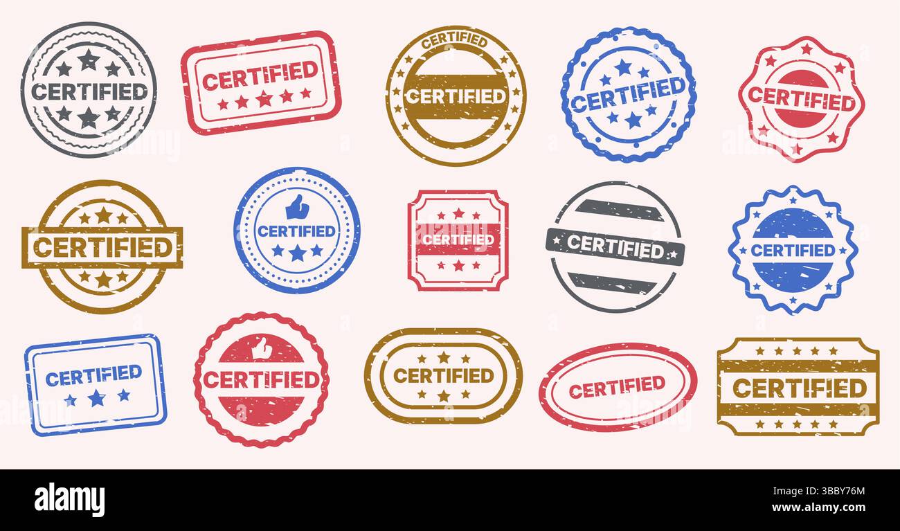 Certified stamp. Quality guarantee rubber seal, verification and ...