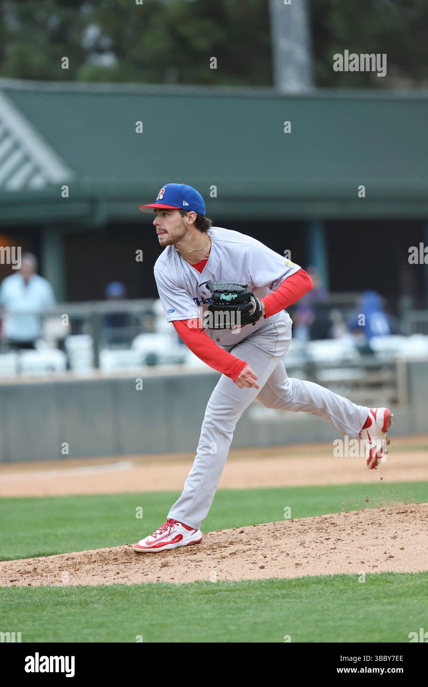 Blake Hammond (12) of the Stockton Ports pitches against the Rancho ...