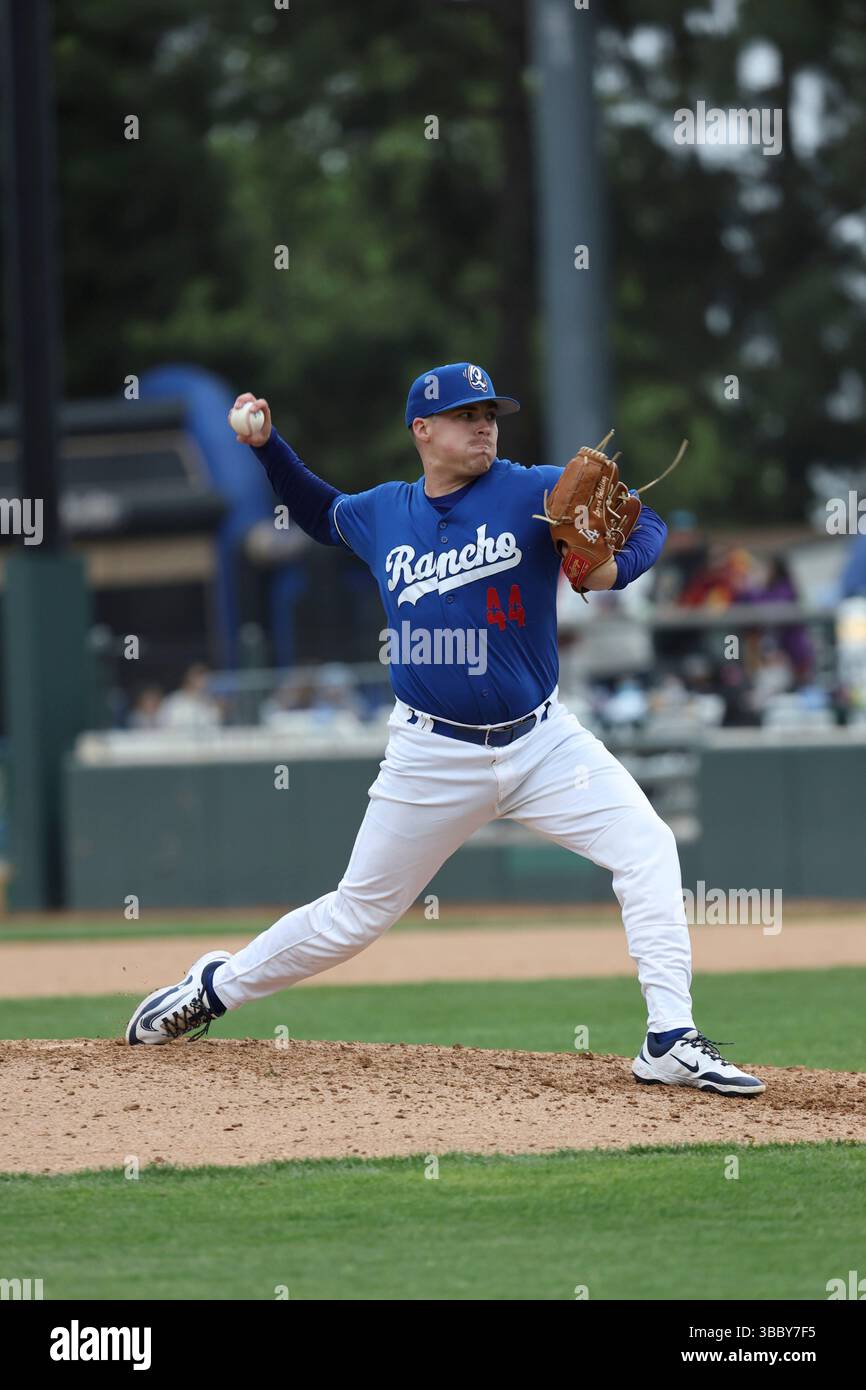 Logan Tabeling (44) of the Rancho Cucamonga Quakes pitches against the ...