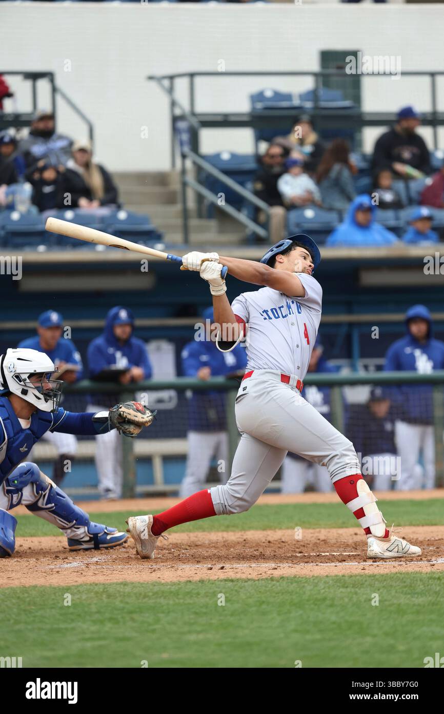 Cameron Leary (4) of the Stockton Ports bats against the Rancho ...