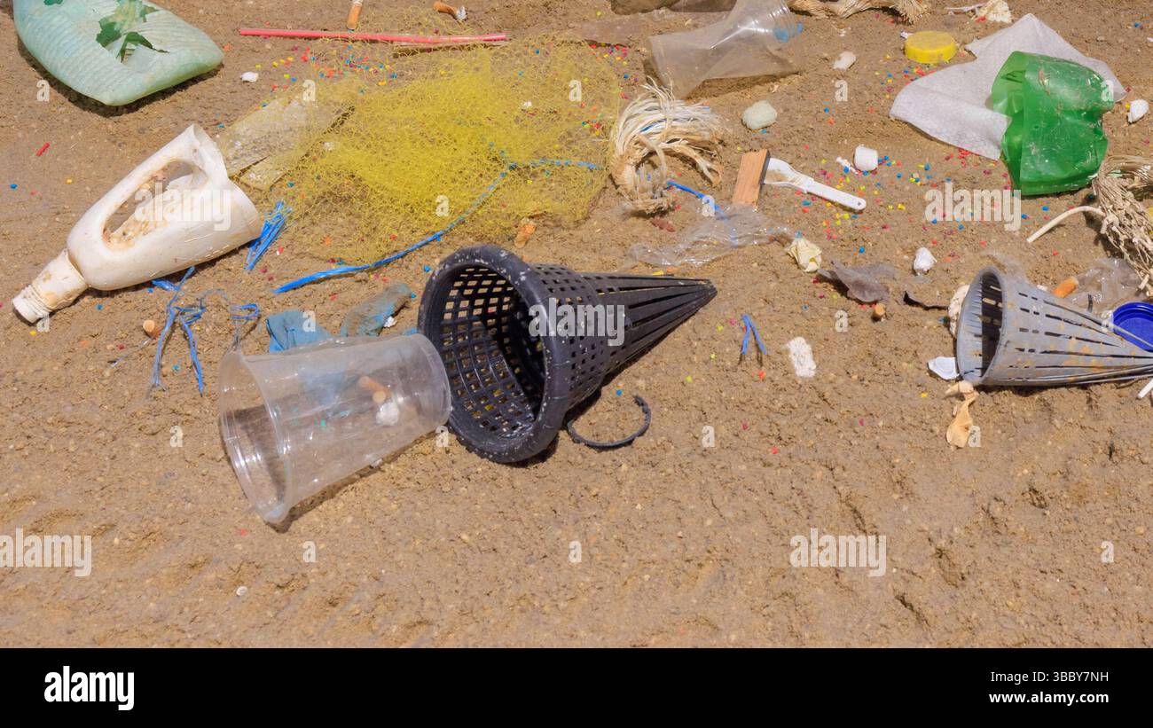 Plastic debris covers sandy hi-res stock photography and images - Alamy