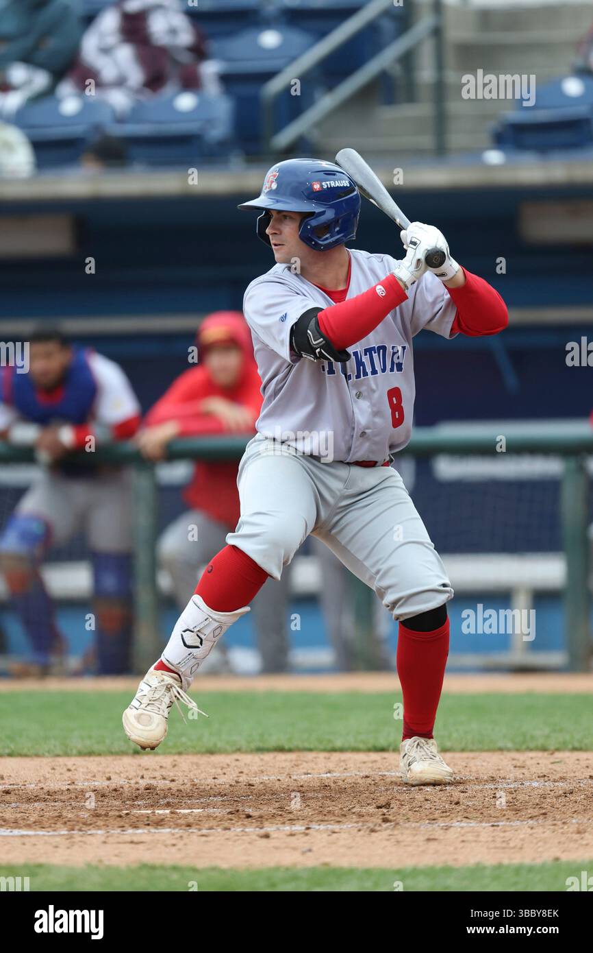 Gunner Gouldsmith (8) of the Stockton Ports bats against the Rancho ...