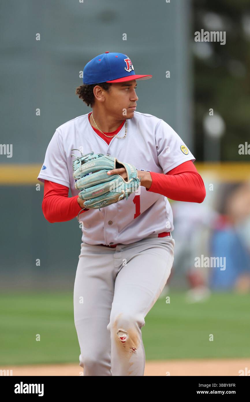 Myles Naylor (1) of the Stockton Ports in the field against the Rancho ...