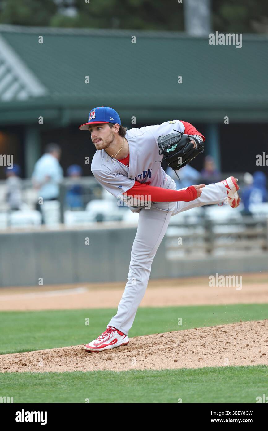 Blake Hammond (12) of the Stockton Ports pitches against the Rancho ...