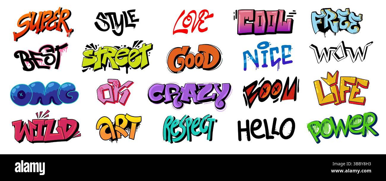 Street art graffiti. Urban wall spray painting, cool hip hop culture ...