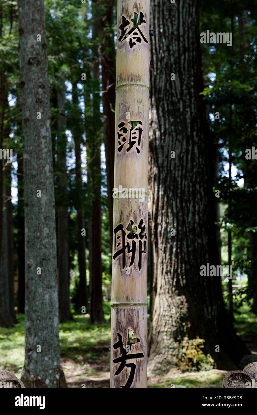 calligraphy on bamboo, Japan Stock Photo - Alamy