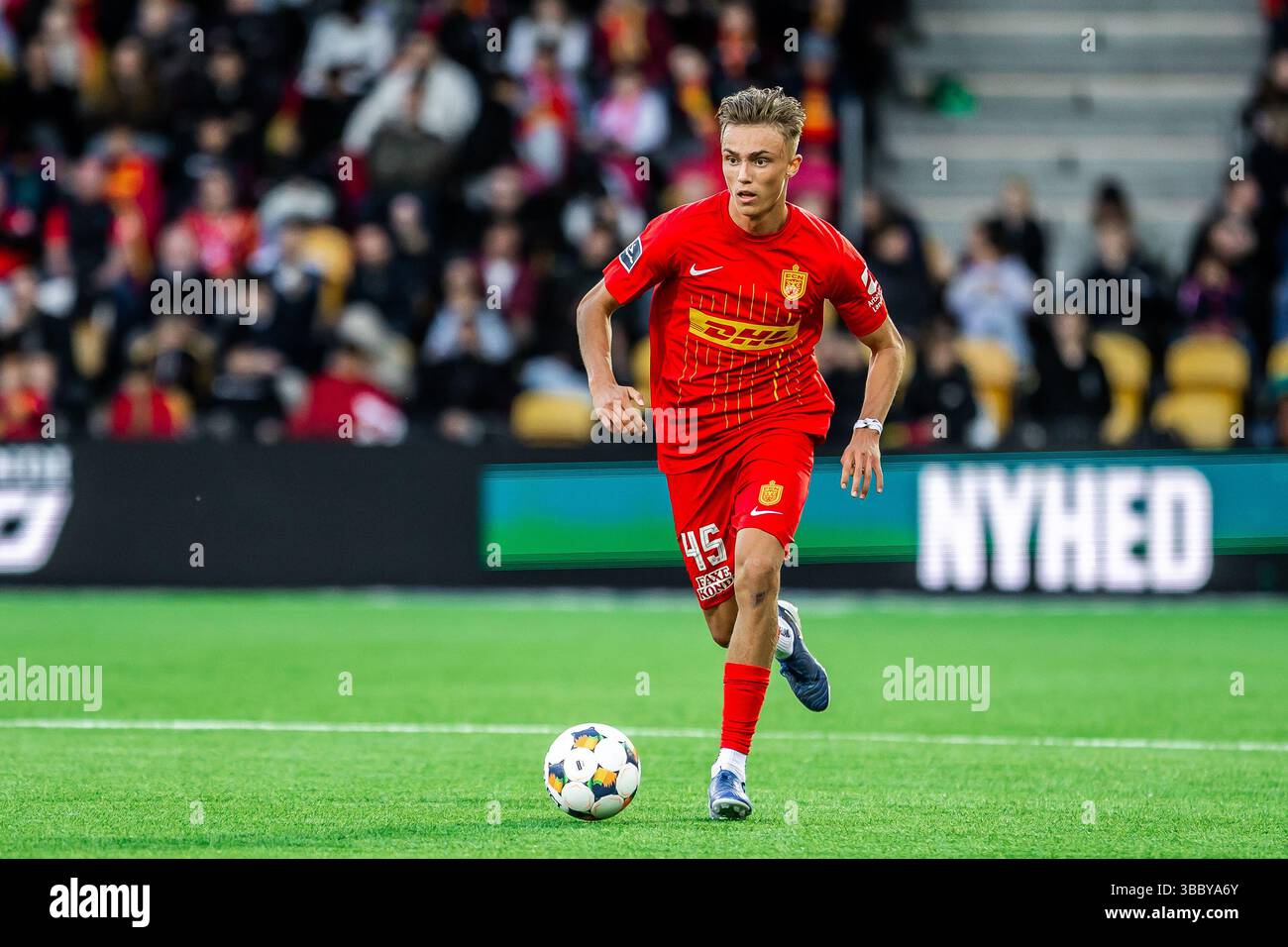 Farum, Denmark. 16th May, 2025. Noah Markmann (45) of FC Nordsjaelland ...