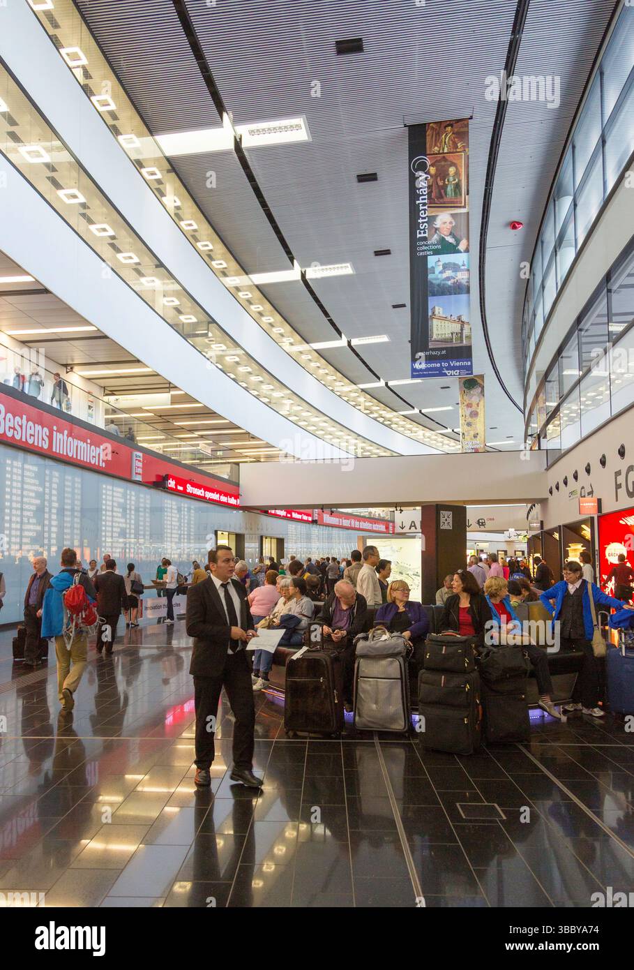 passengers in departure terminal at Vienna airport, Austria Stock Photo ...