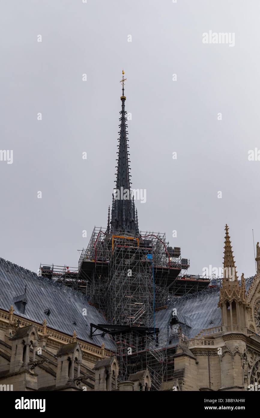 Paris, France-April 16, 2025: Notre-Dame Spire Surrounded by ...