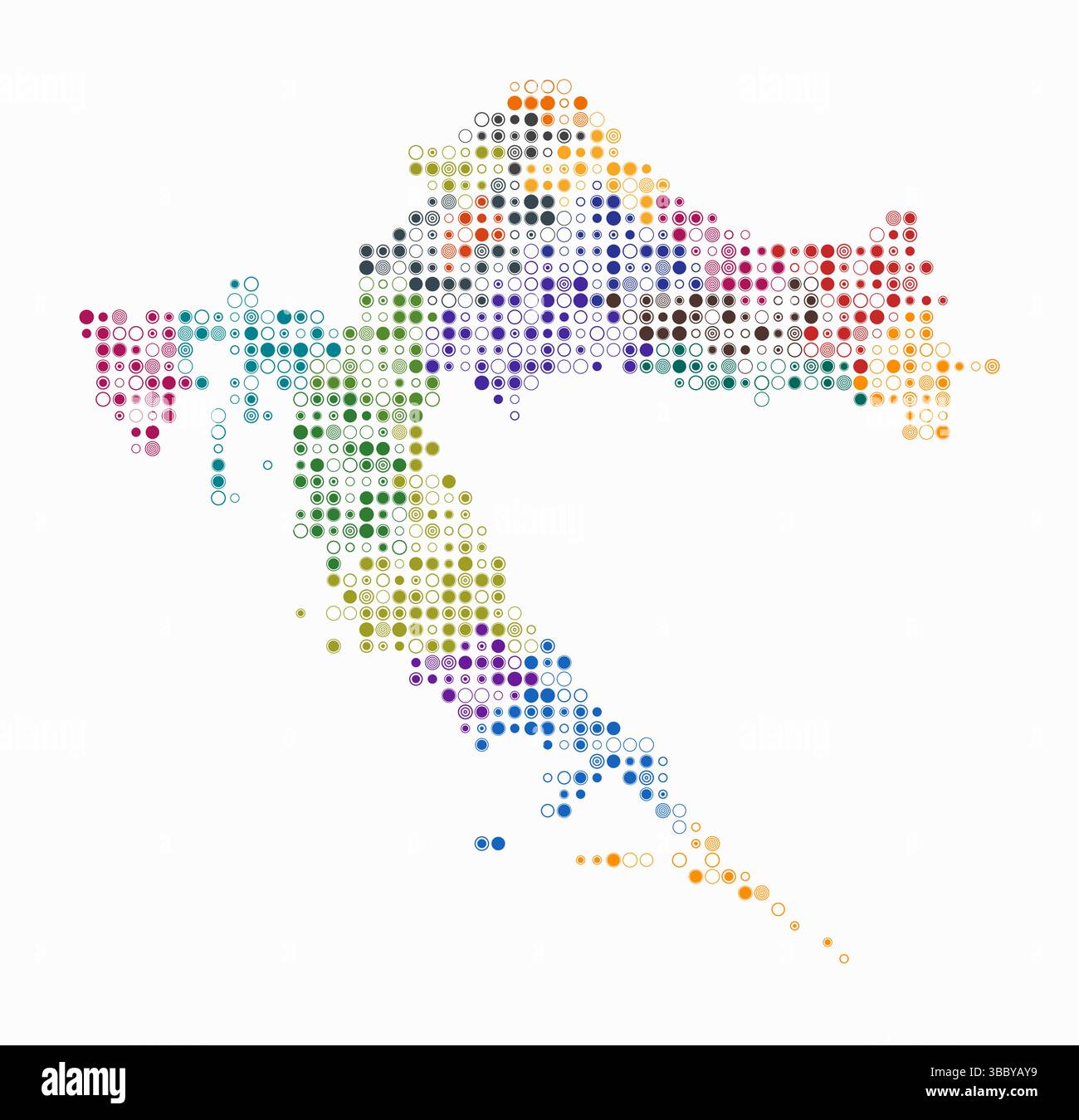 Croatia, shape of the country built of colored cells. Digital style map ...