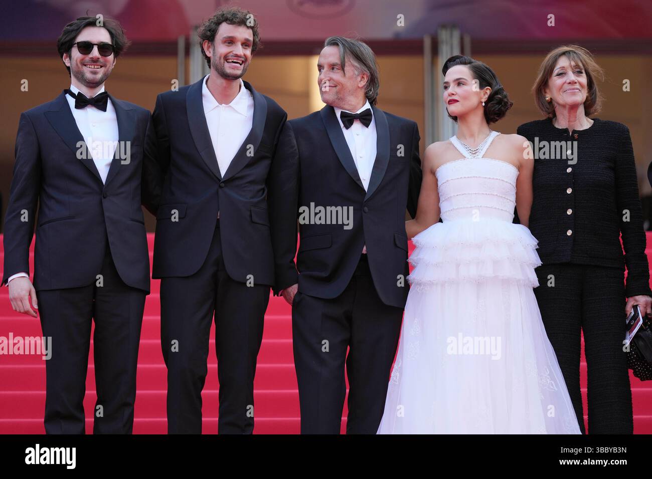 Guillaume Marbeck, from left, Aubry Dullin, director Richard Linklater ...