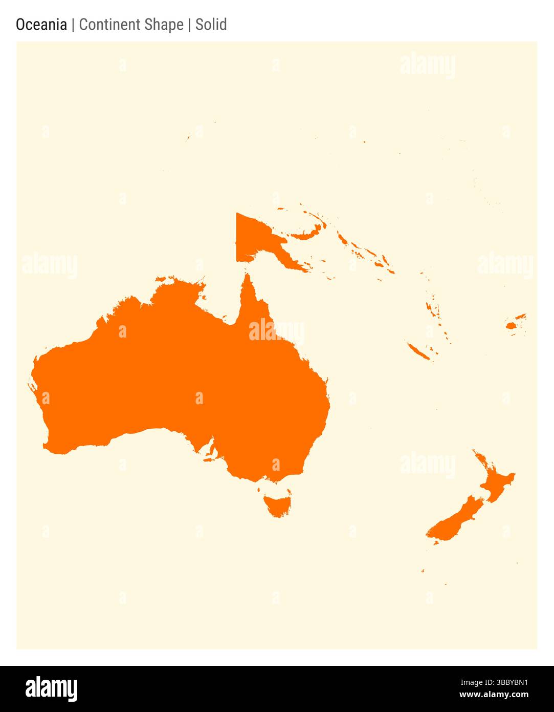 Oceania. Simple vector map. Continent shape. Solid style. Border of ...