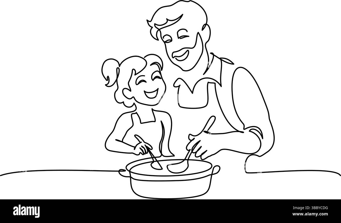 Happy Fathers Day holiday card. Dad and daughter cook together Stock ...