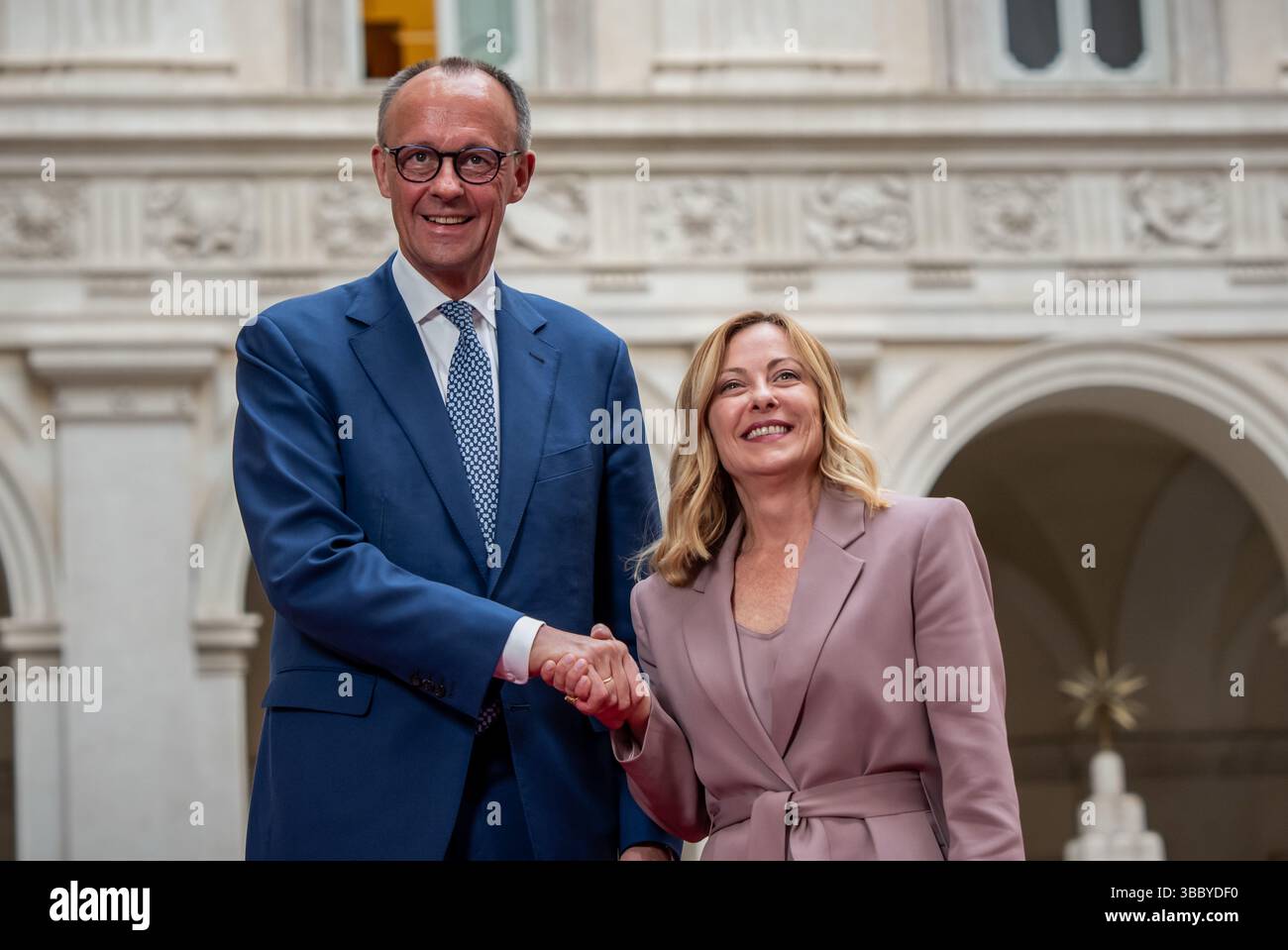 Rom, Italy. 17th May, 2025. German Chancellor Friedrich Merz (CDU) is ...