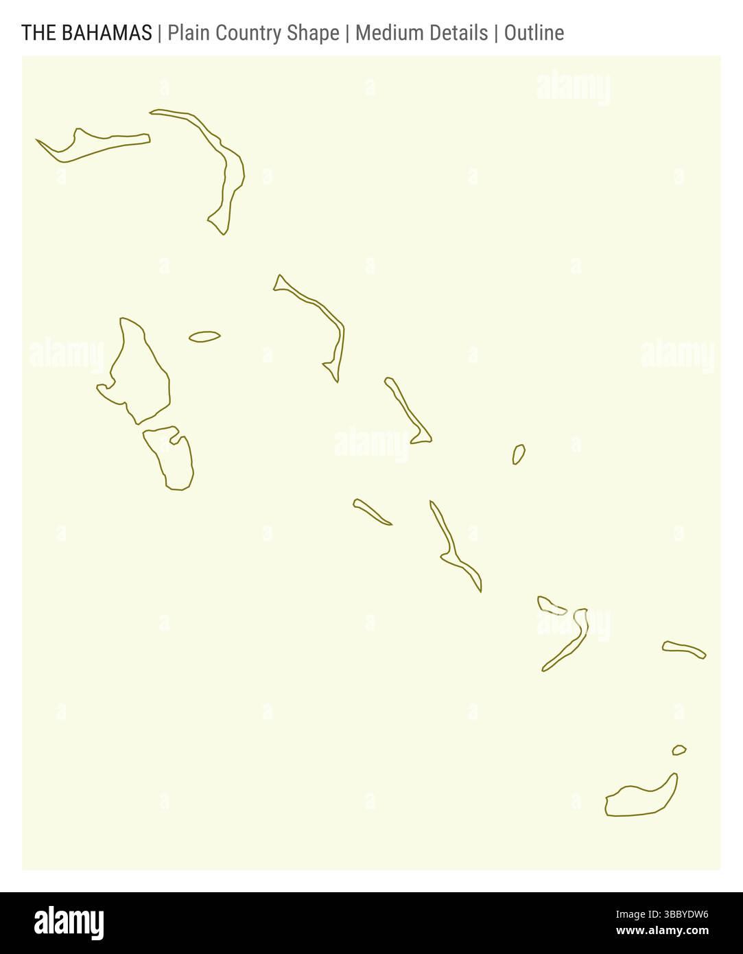 Bahamas plain country map. Medium details. Outline style. Shape of the ...