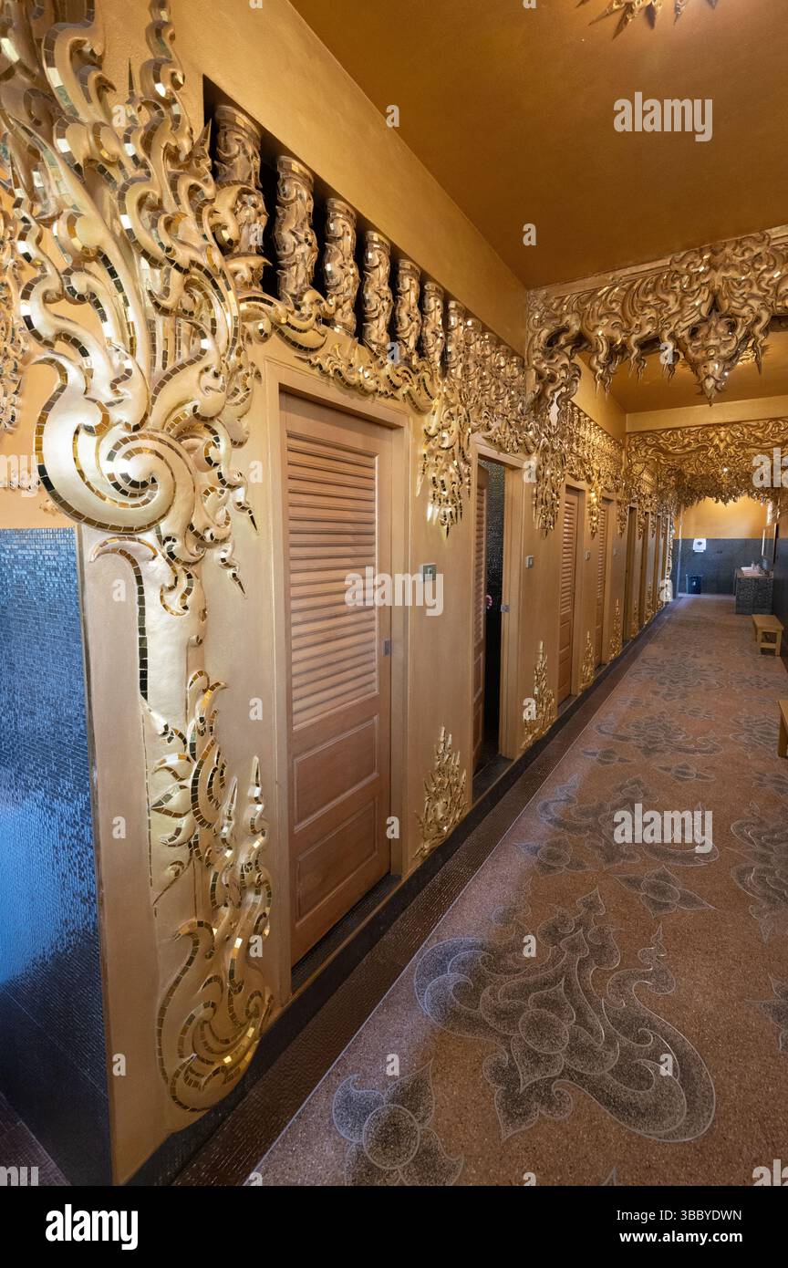 Thailand's most beautiful restroom painted in gold in the interior of ...