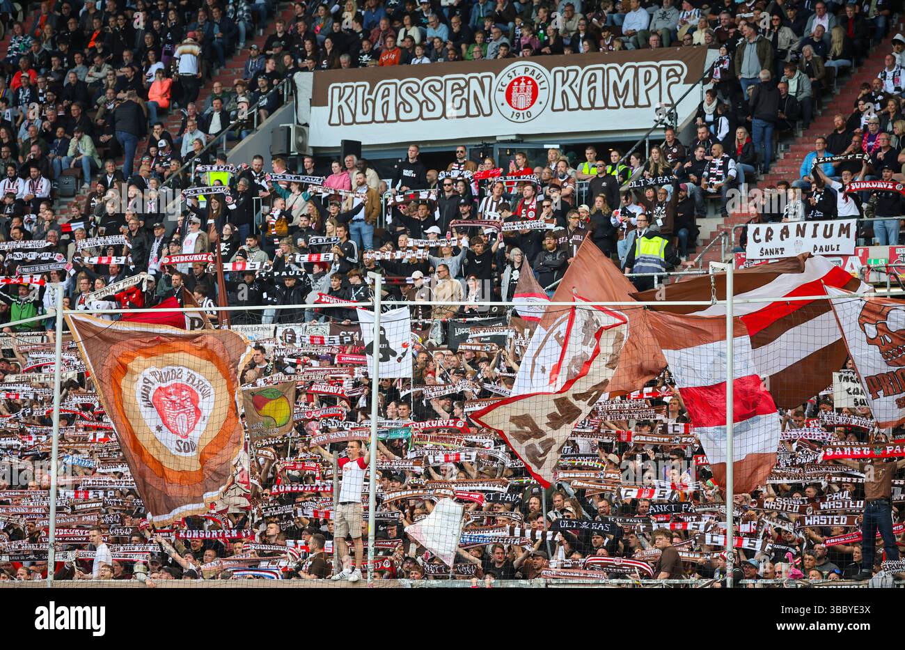 St. Pauli fans celebrate their team's relegation following a Bundesliga ...