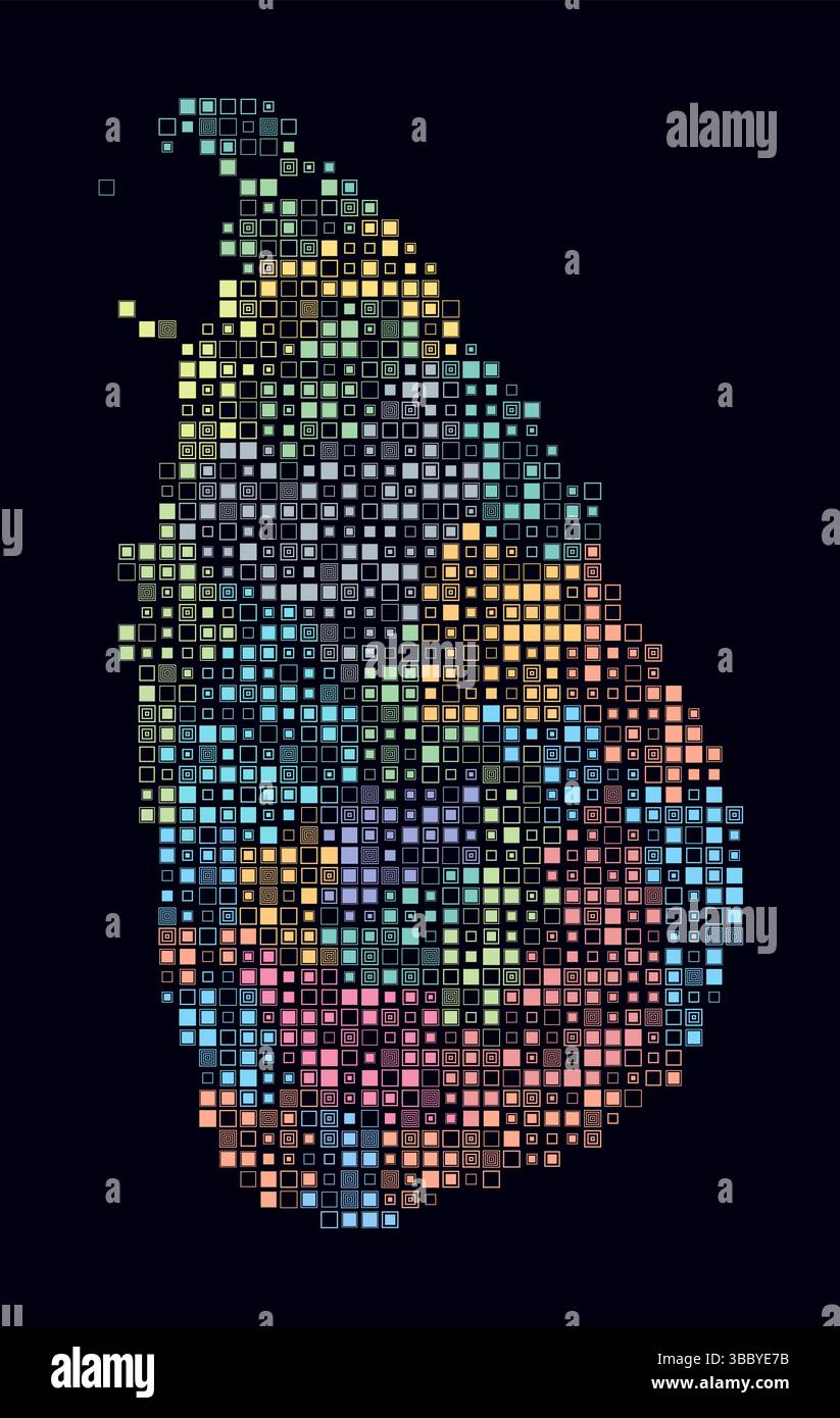 Sri Lanka, shape of the country built of colored cells. Digital style ...