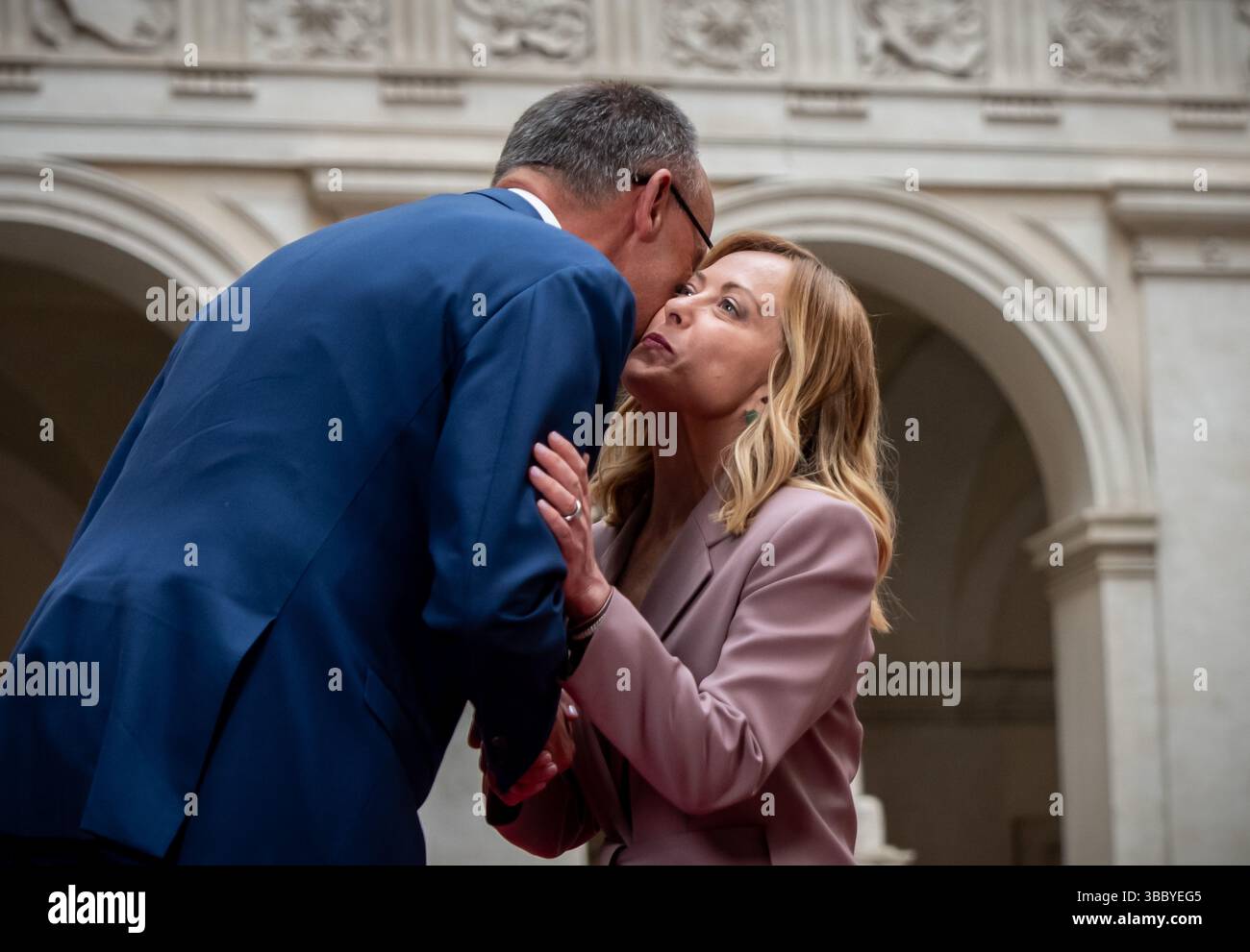 Rom, Italy. 17th May, 2025. German Chancellor Friedrich Merz (CDU) is ...