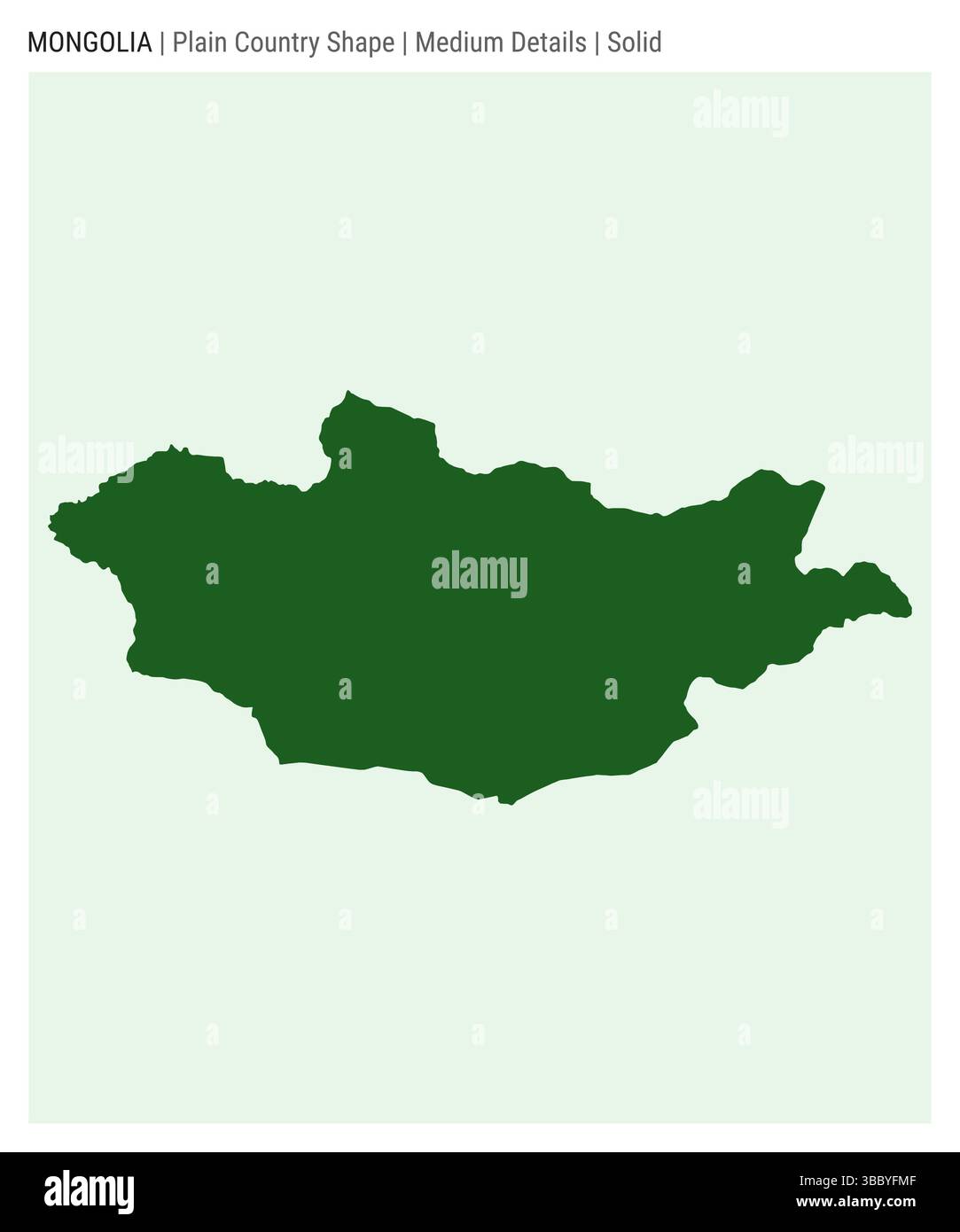 Mongolia plain country map. Medium details. Solid style. Shape of ...