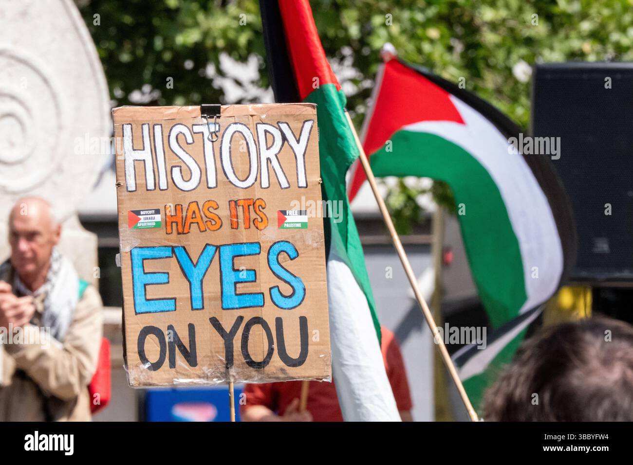 Manchester, UK. 17th May 2025. Pro Palestine activists mark Nakba 77 ...