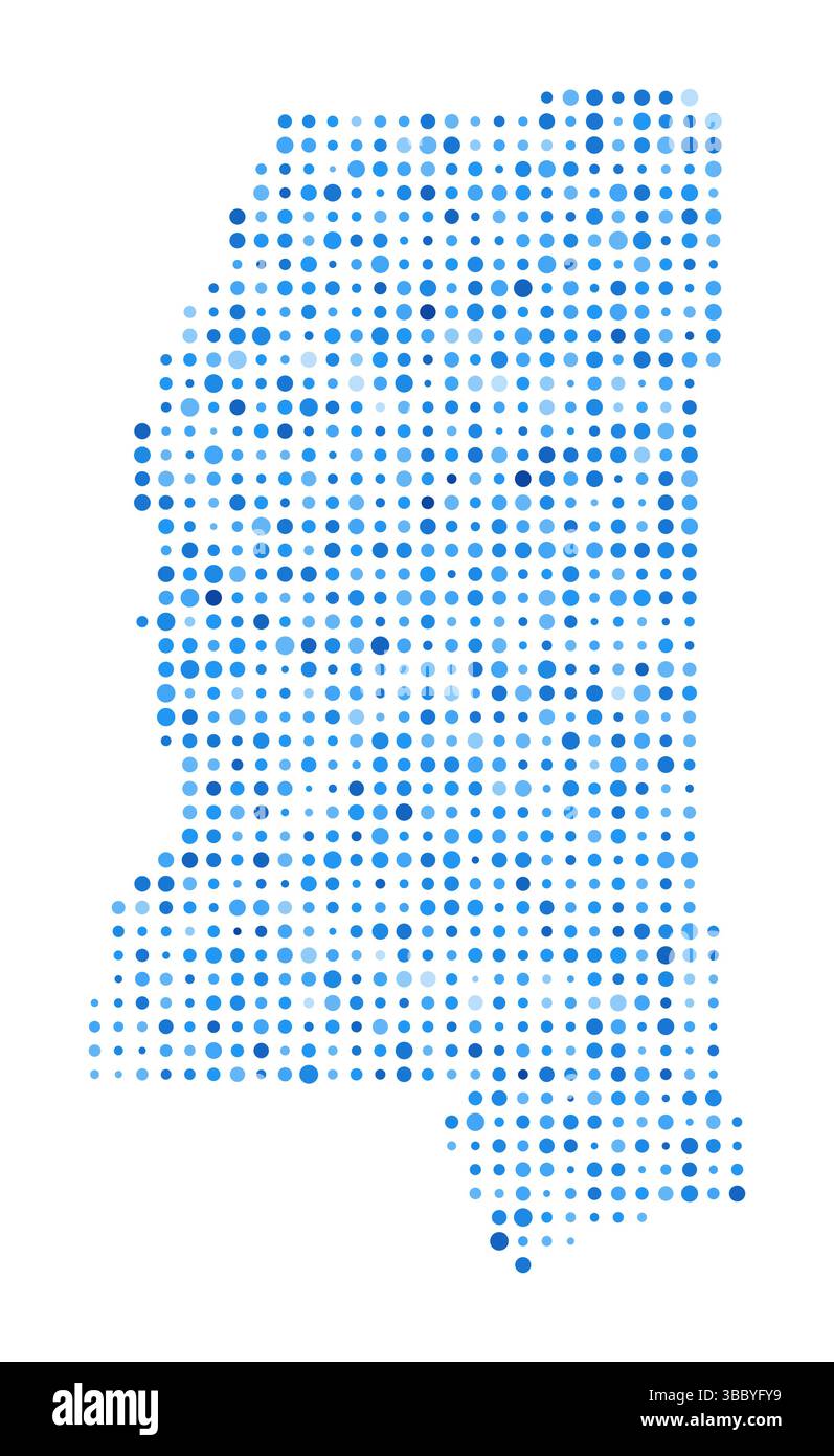 Mississippi Dot Map. US State Digital Style Shape. Mississippi vector ...