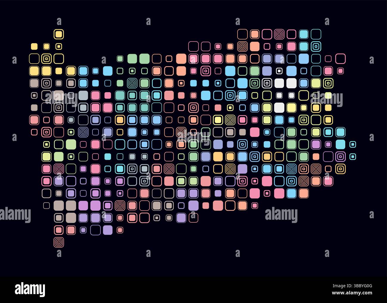Pennsylvania, shape of the state build of colored cells. Digital style ...