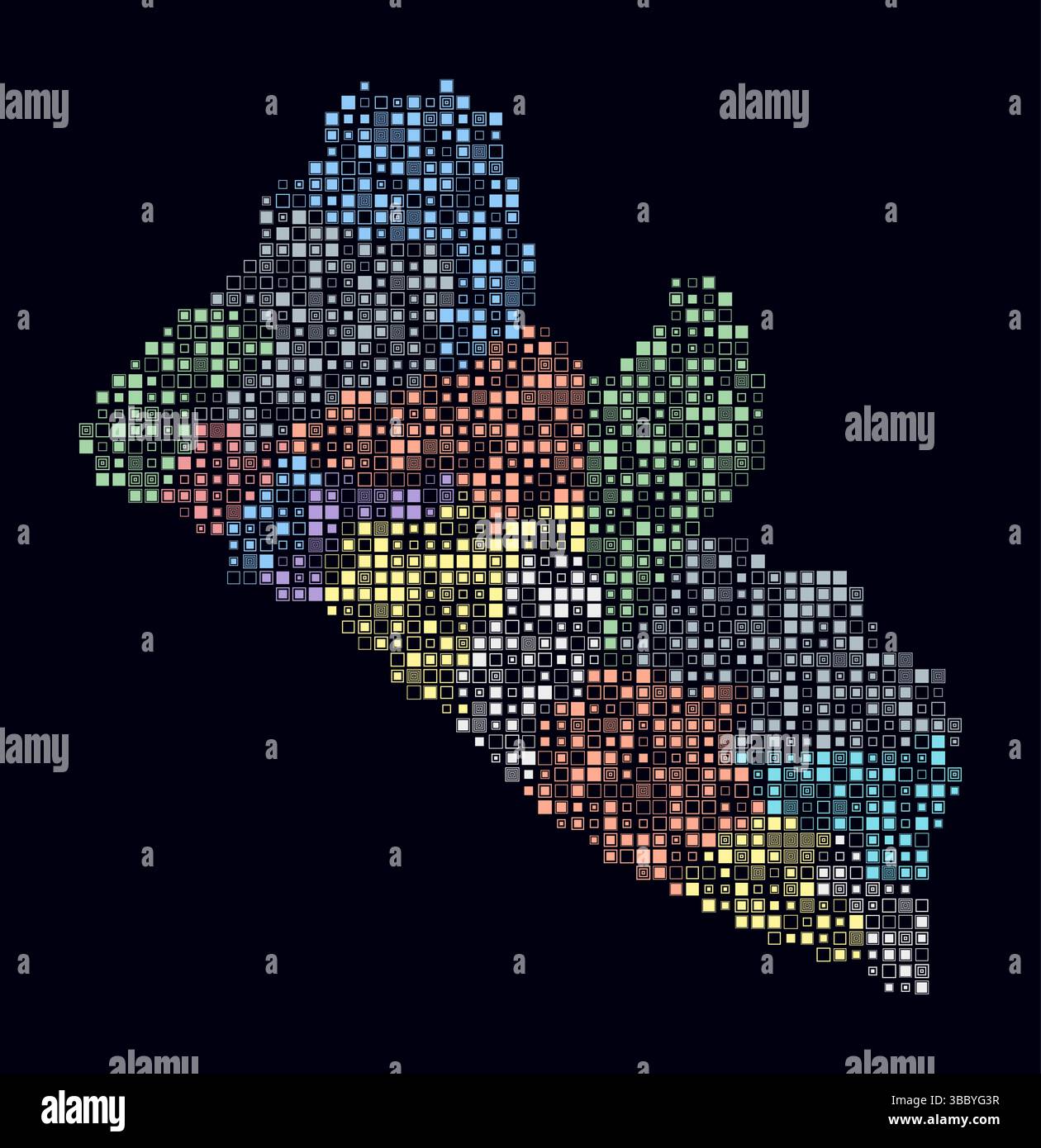 Liberia, shape of the country built of colored cells. Digital style map ...