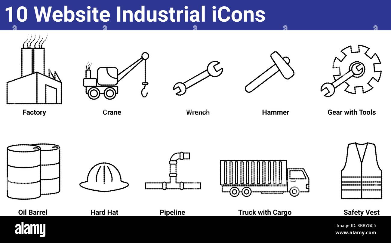 10 Website Industrial Icons: Outline Vector Set Stock Vector Image ...