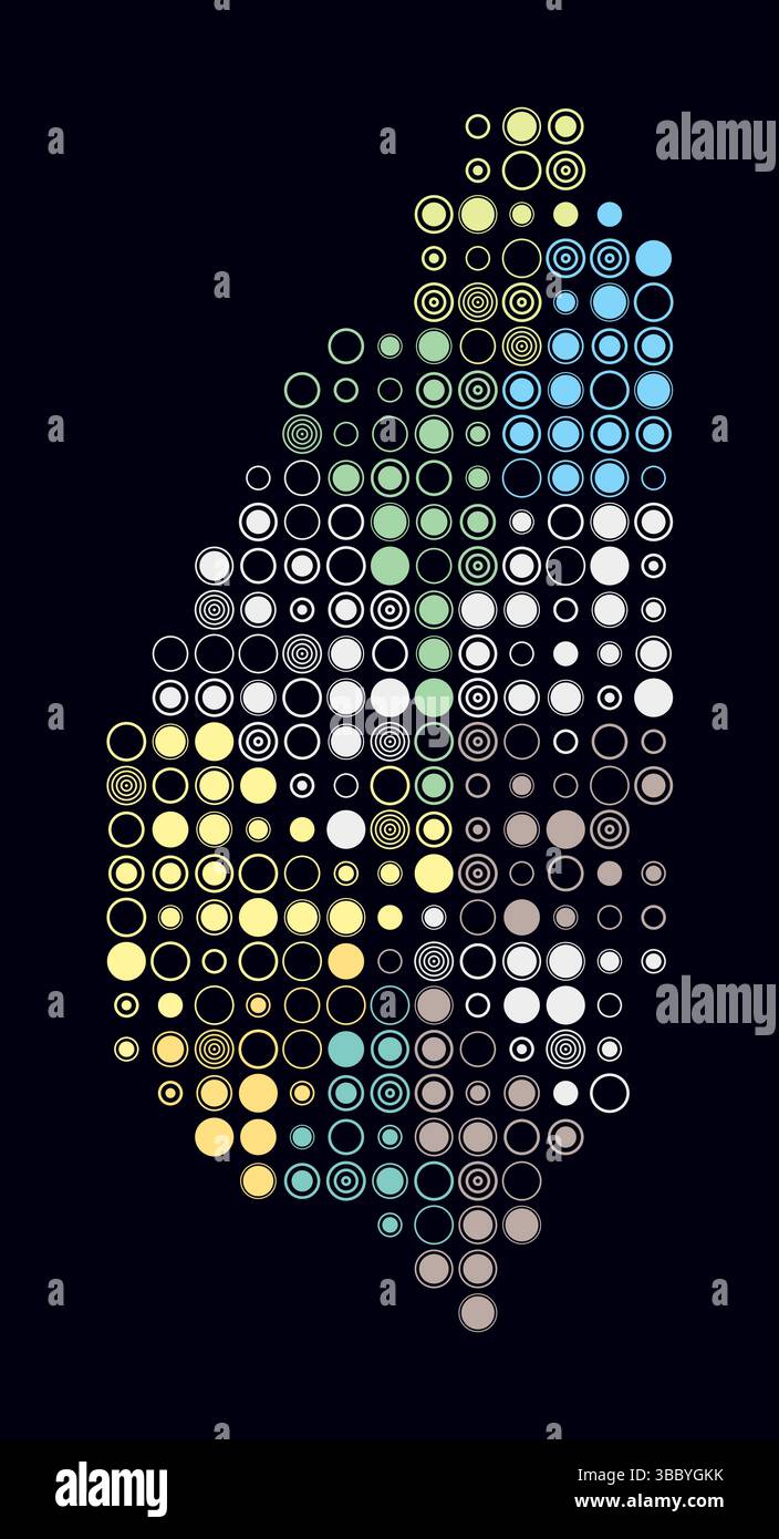 Saint Lucia, shape of the country built of colored cells. Digital style ...