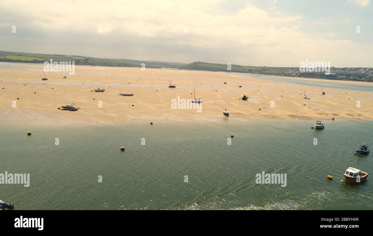 Aerial view of the moorings at Rock, Camel Estuary Cornwall Stock Photo ...
