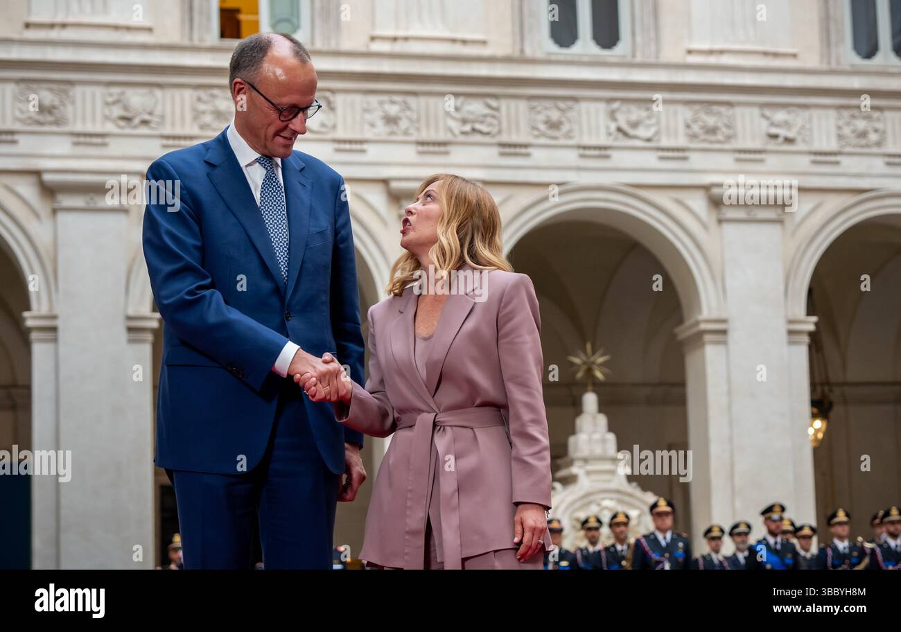 Rom, Italy. 17th May, 2025. German Chancellor Friedrich Merz (CDU) is ...