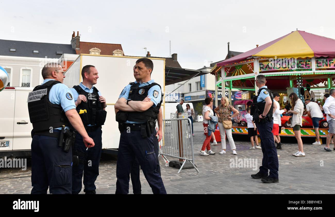 French police Gendarmes on duty May Day La Fête du Muguet (Lilly of the ...