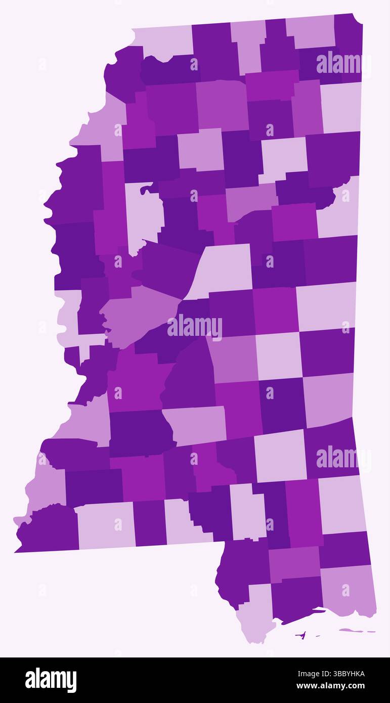 Map of Mississippi with counties. Simple state border map with county ...