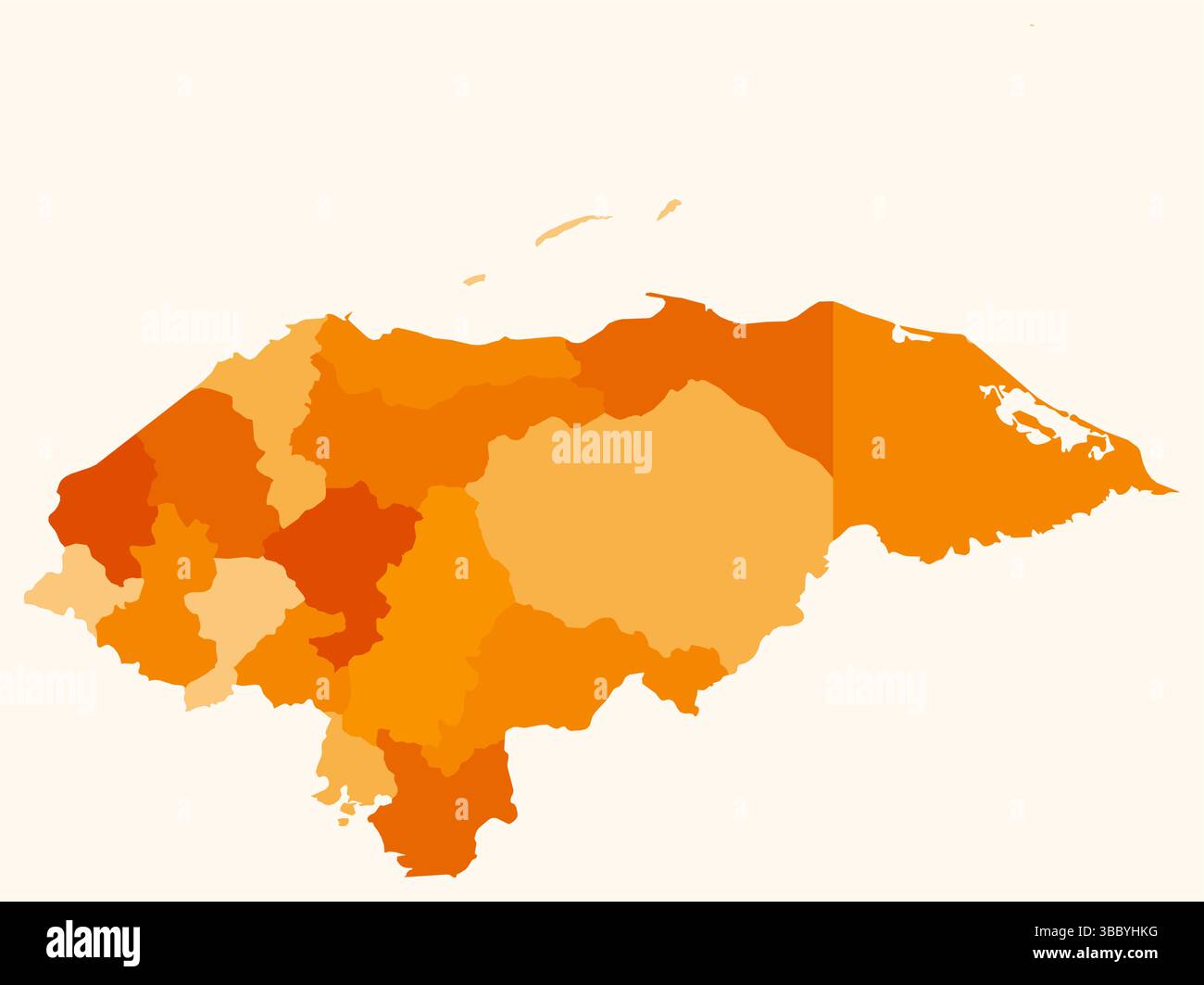 Map of Honduras with regions. Just a simple country border map with ...
