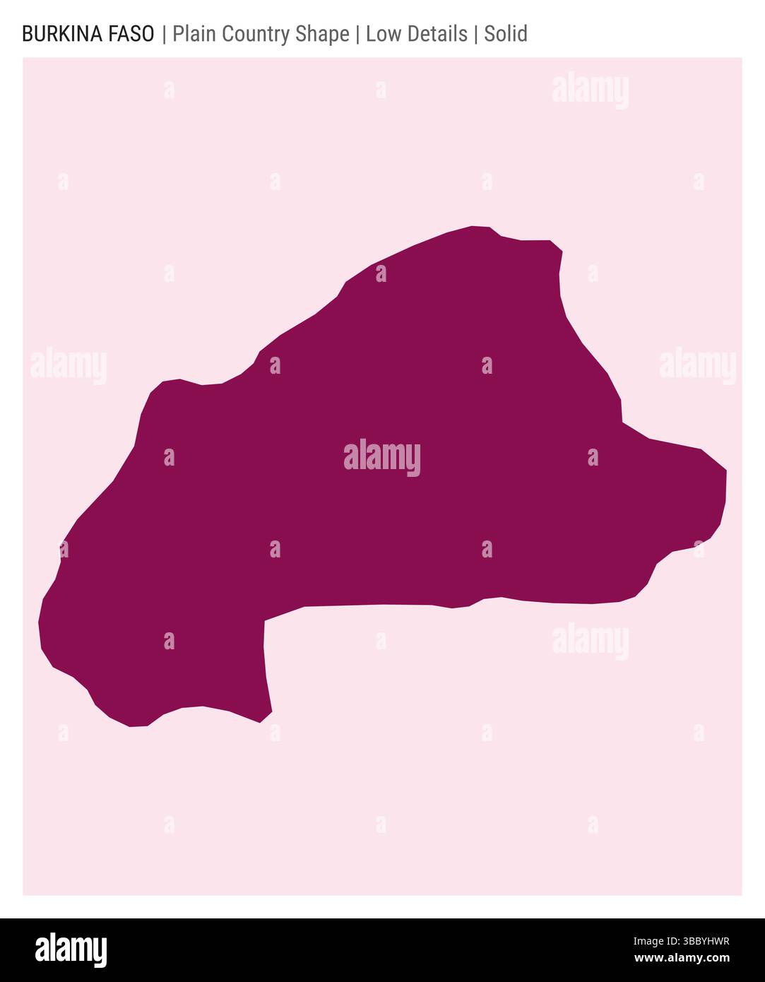 Burkina Faso plain country map. Low details. Solid style. Shape of ...