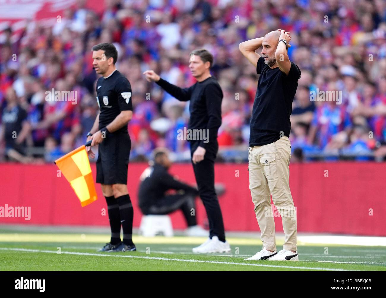 Manchester City manager Pep Guardiola reacts on the touchline during ...